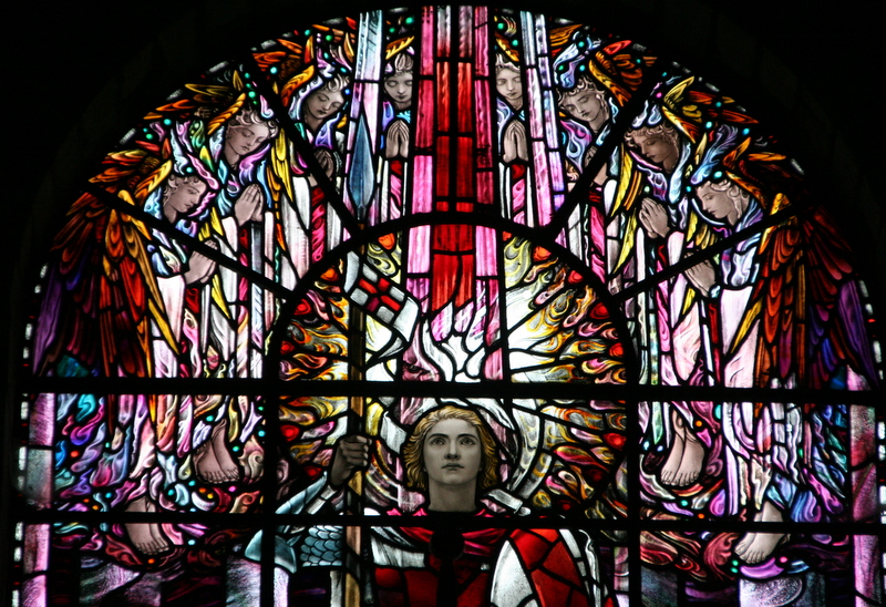 The stained glass of Tintagel, King Arthur’s Hall